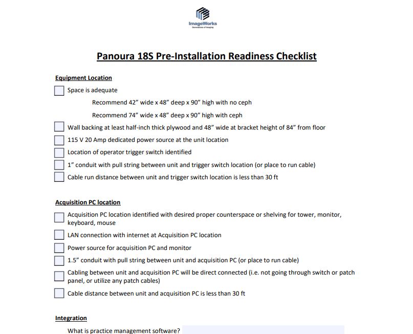 Panoura 18S Site Readiness Guide (with footprint information)